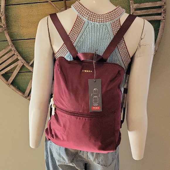 Tumi | Bags | Tumi Just In Case Burgundy Backpack | Poshmark